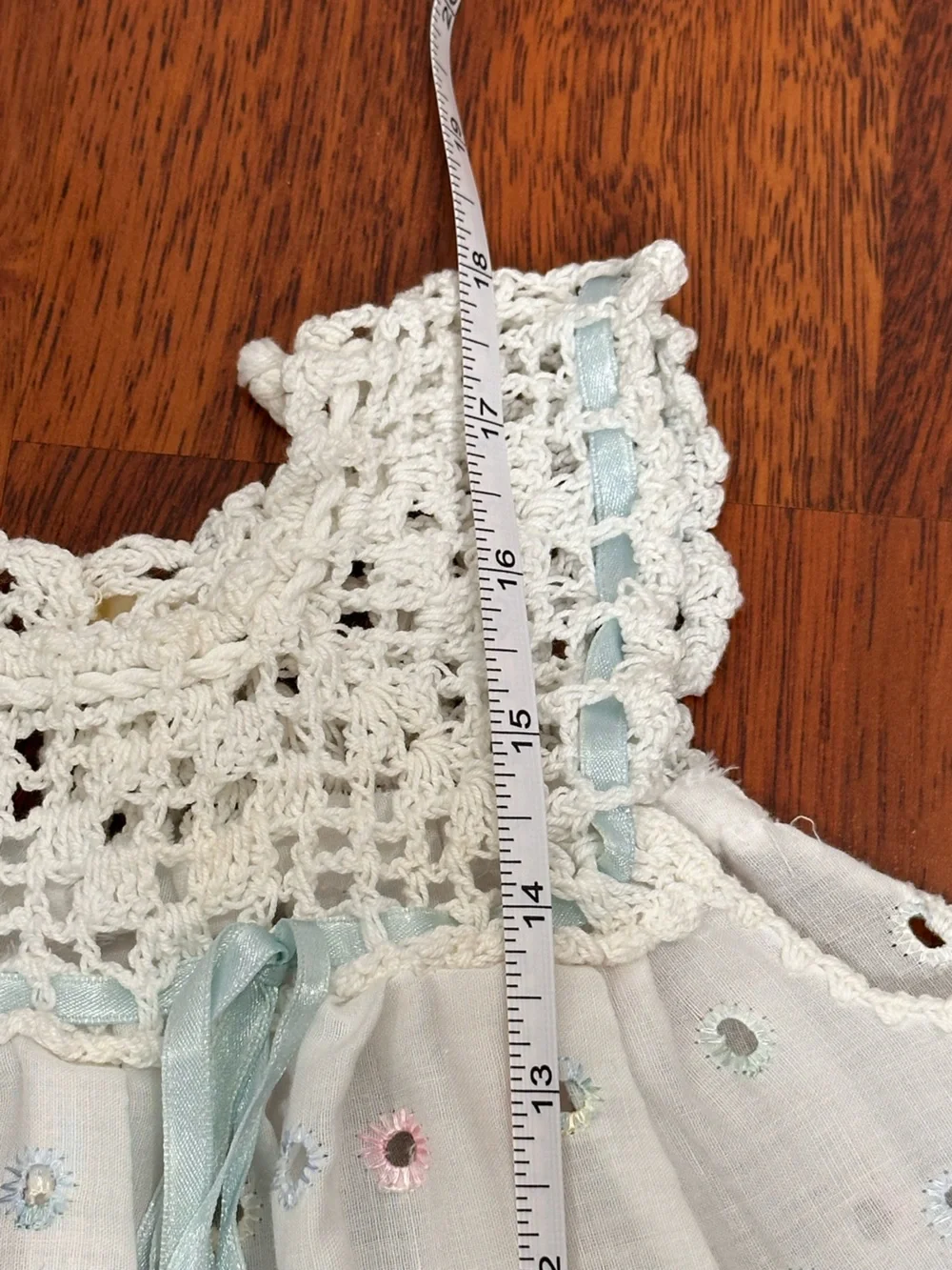 Dresses | Vintage Handmade White Eyelet Baby Dress With Pastel Floral ...